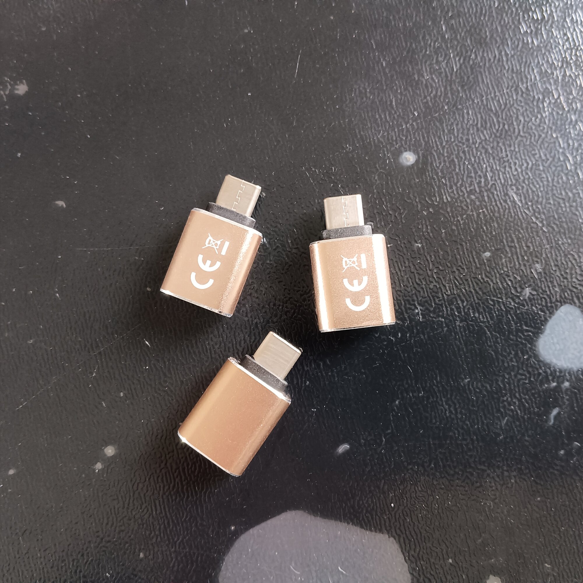 Адаптер-переходник USB Type-C на USB-A 3.0 с поддержкой OTG, комплект из 3 шт, золотой цвет