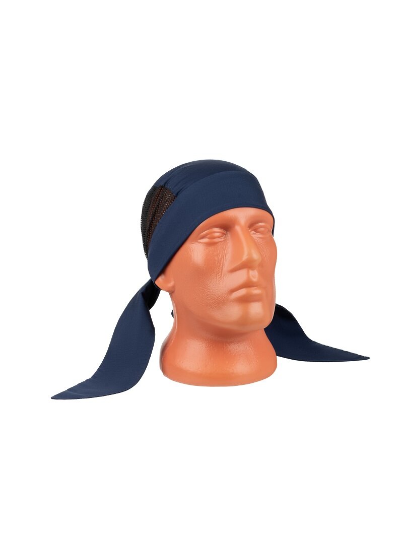 Головной убор рабочий унисекс "бандана С сеткой" Цвет: синий/черная сетка