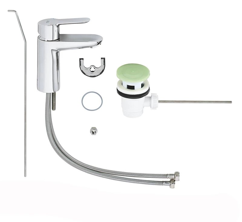 Смеситель для раковины BauEdge, сливной гарнитур, хром 23328000