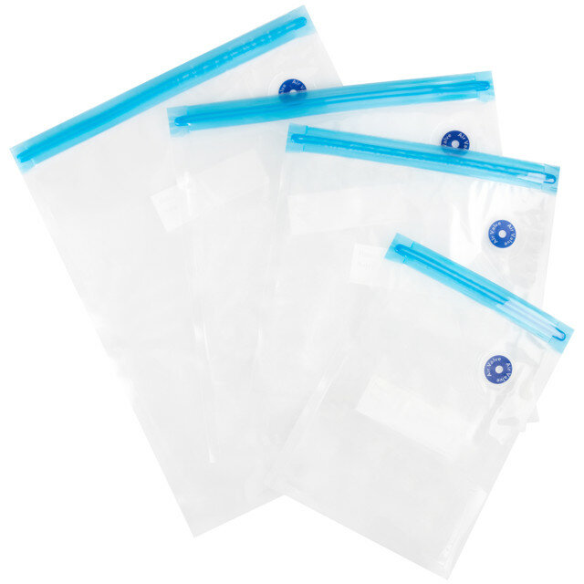 Пакеты для продуктов рыжий КОТ 0,9/0,7/0,5л 4шт вакуумные с насосом замок zip-lock