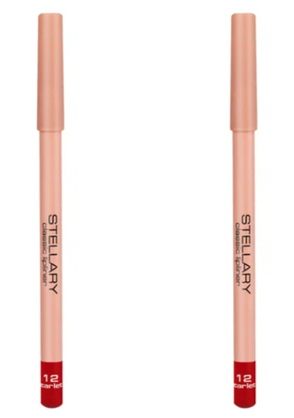 Карандаш для губ Stellary Lipliner, тон 12 Scarlet, 1,35 г, 2 шт