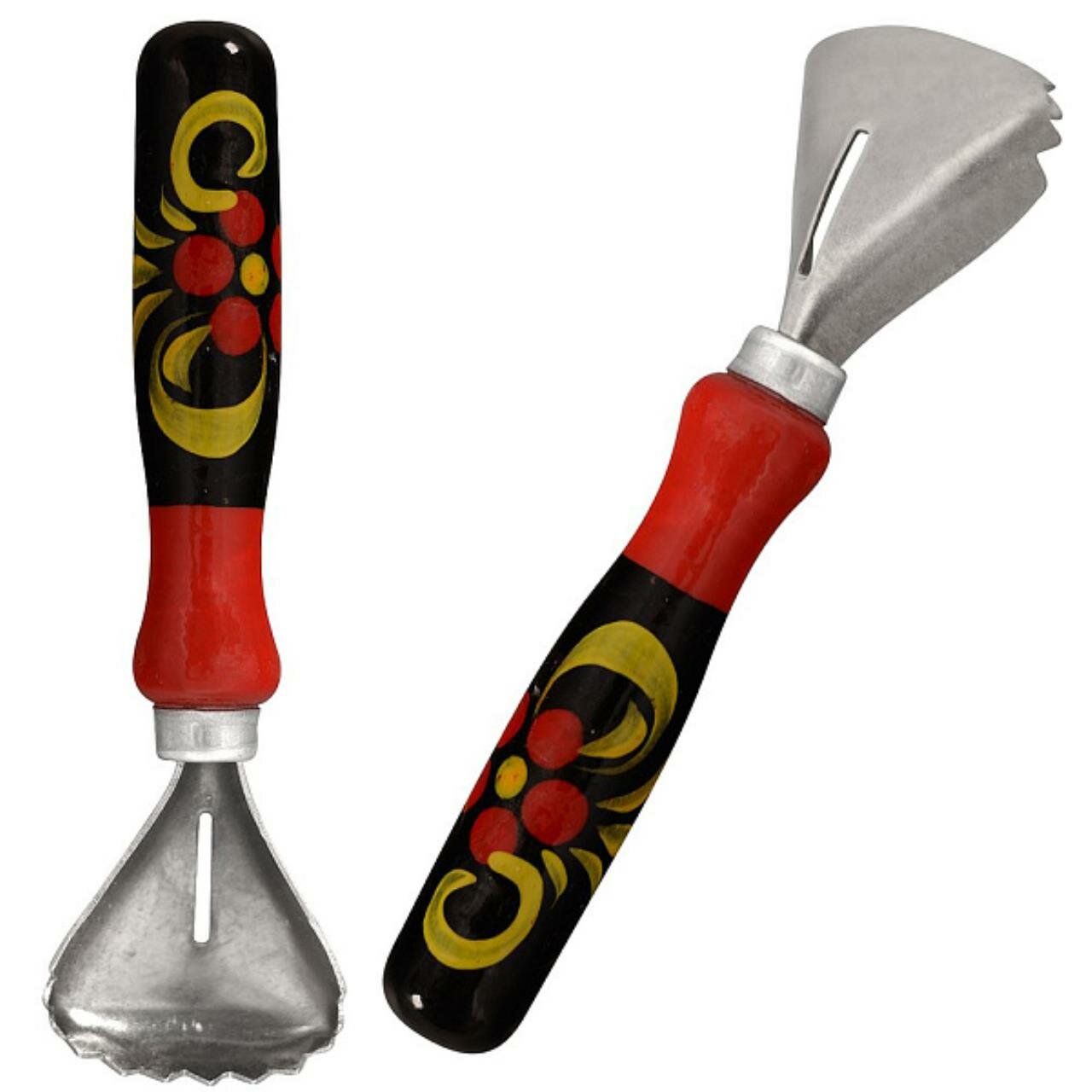 Рыбочистка Мультидом "Традиционная роспись", нержавеющая сталь, лакированный бук 16х4,5 см 1 шт