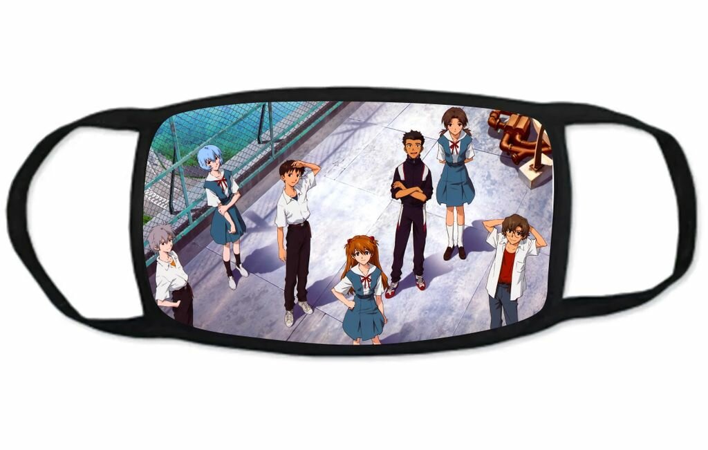 Тканевая защитная маска на лицо Евангелион, Neon Genesis Evangelion №5, Взрослая 20 на 12,5 см.