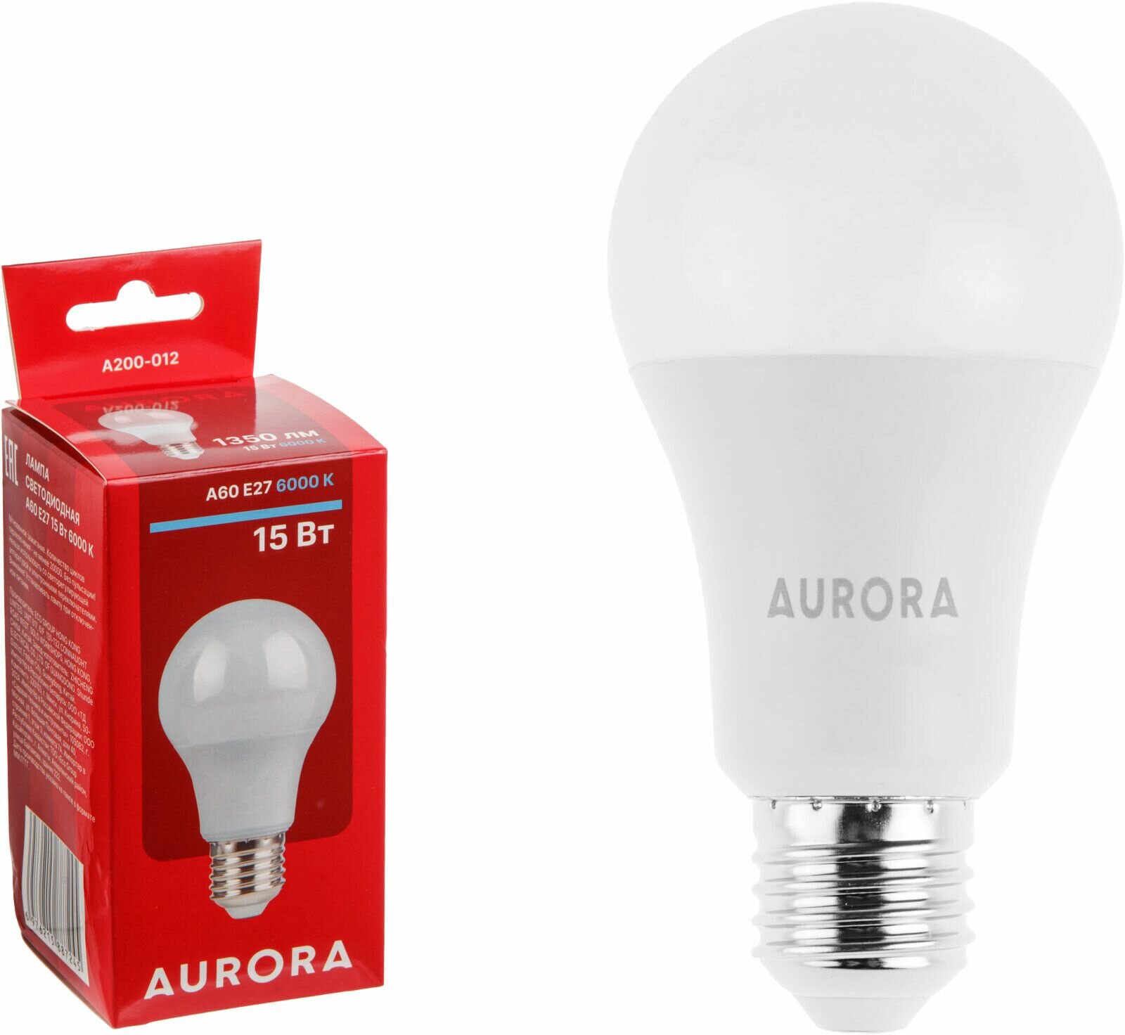 Лампа светодиодная E27 AURORA A60 15 Вт 6000K (A200-012)