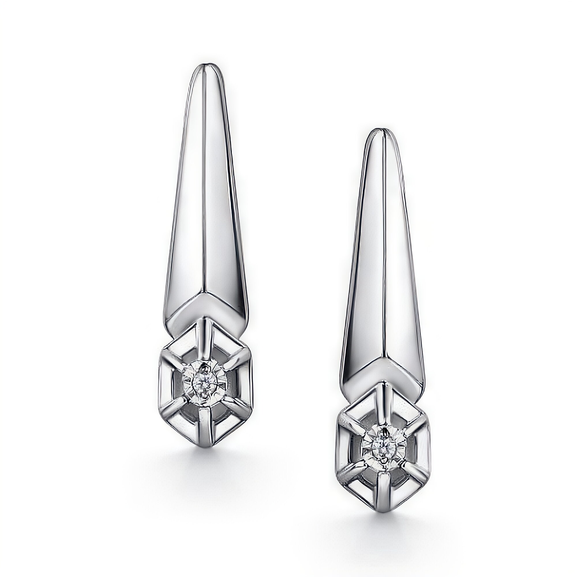 Серьги, серебро, 925 проба, родирование, бриллиант