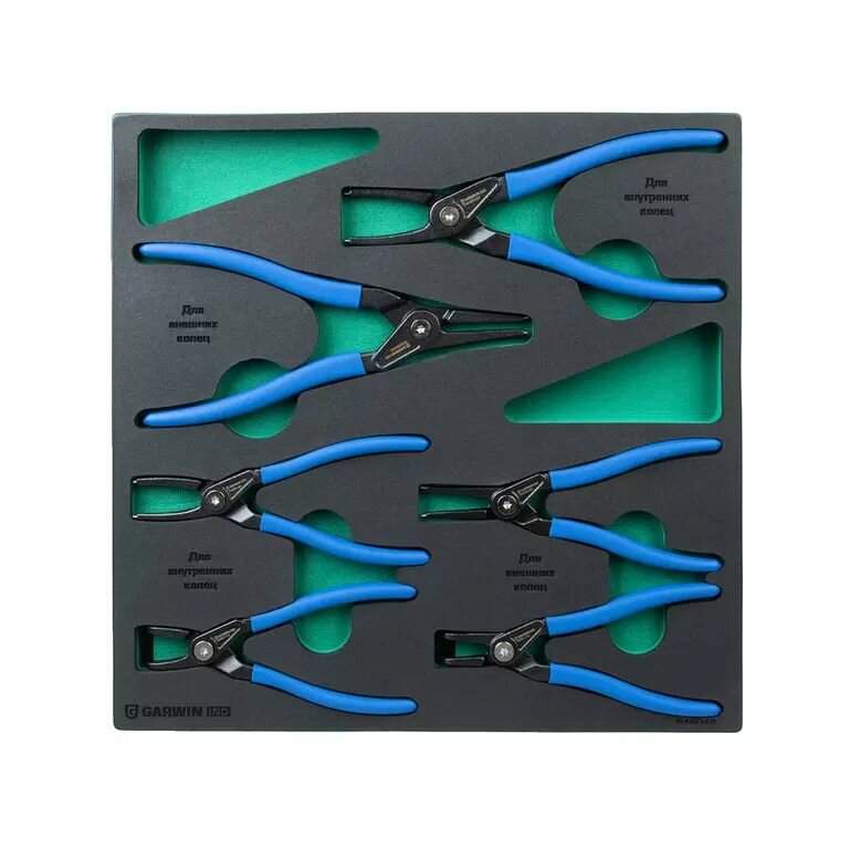 Набор съемников стопорных колец усиленных 180 и 230 мм, 6 пр. в ложементе EVA GARWIN INDUSTRIAL 646048