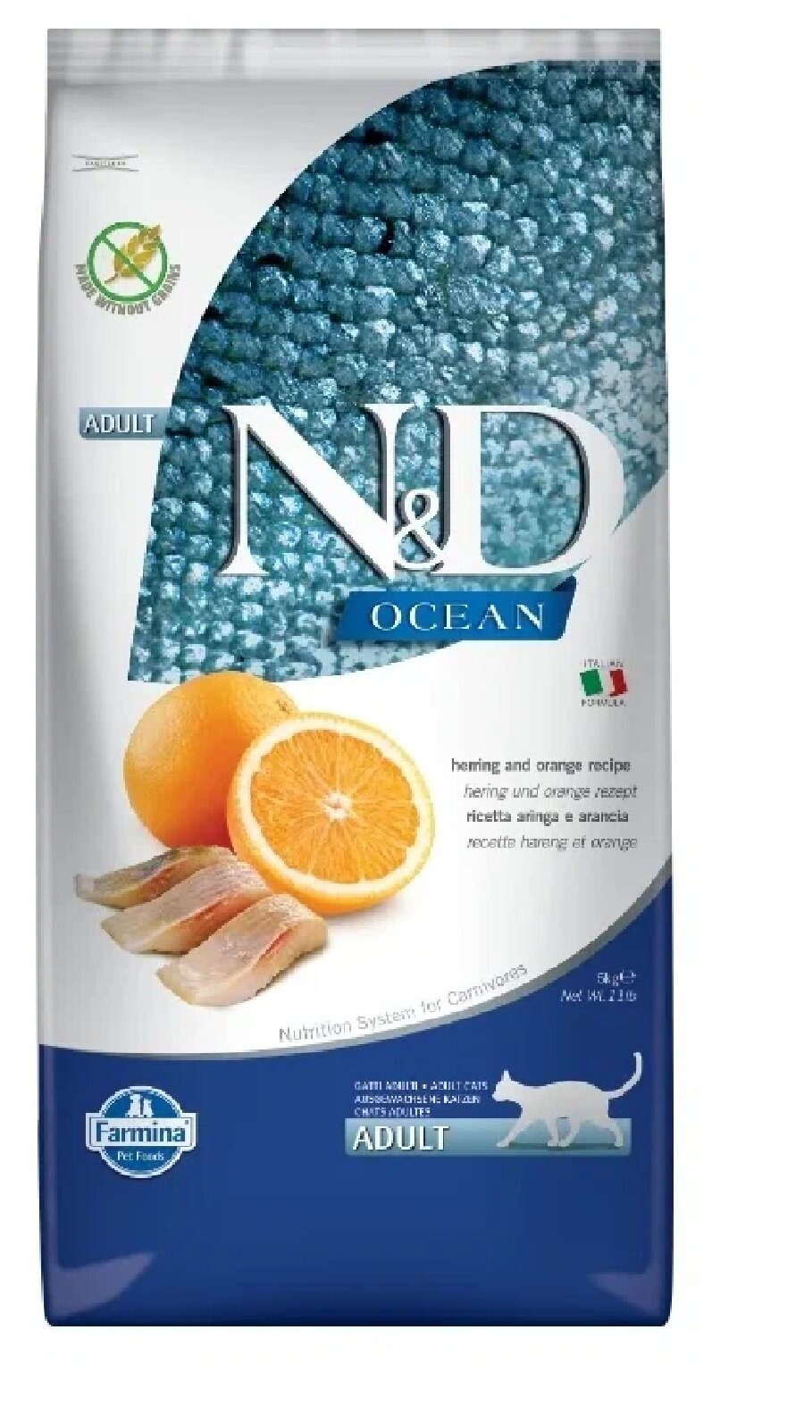 Корм сухой Farmina ND Ocean Cat Herring Orange Adult для взрослых кошек сельдь и апельсин 5кг