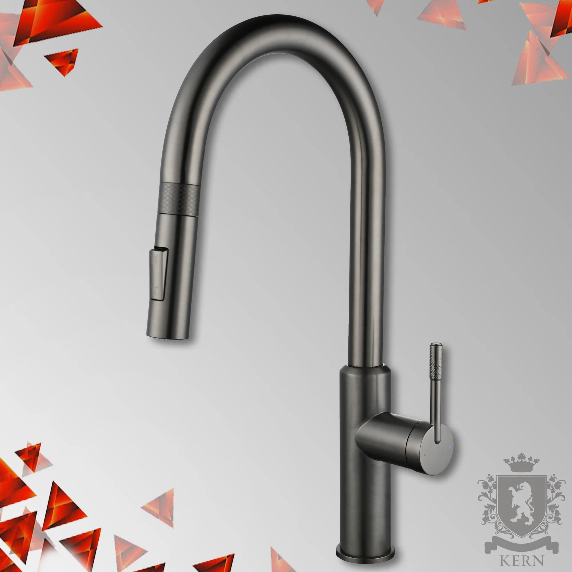 Смеситель для кухни с выдвижным изливом KERN 2021 вороненая сталь