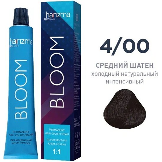 Краска для волос Harizma Prohair Bloom 4/00 ср. шатен холод натур интенсив, 100 мл