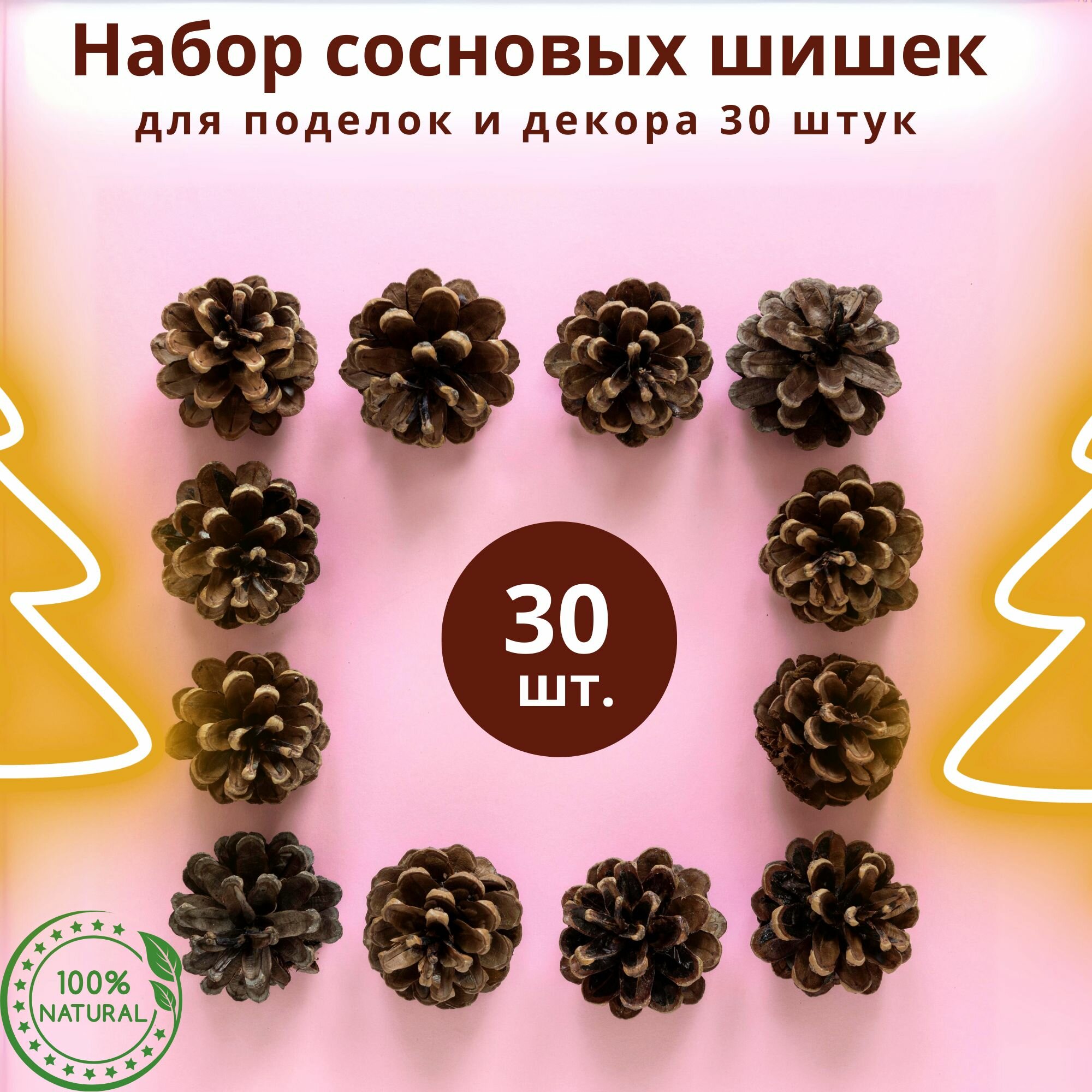 Шишки для декора, на елку, для поделок 30 шт, 4-5 см. Идеально для создания декоративных композиций, креативных поделок и интерьерных решений в Вашем доме