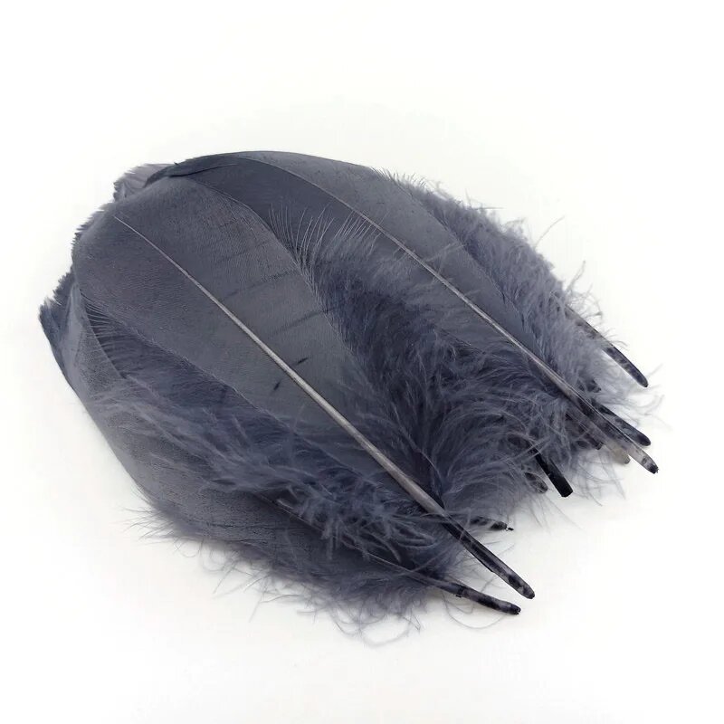 Натуральные гусиные перья 13-18см GuangSheng Черный, 50PCS, Dark gray feathers