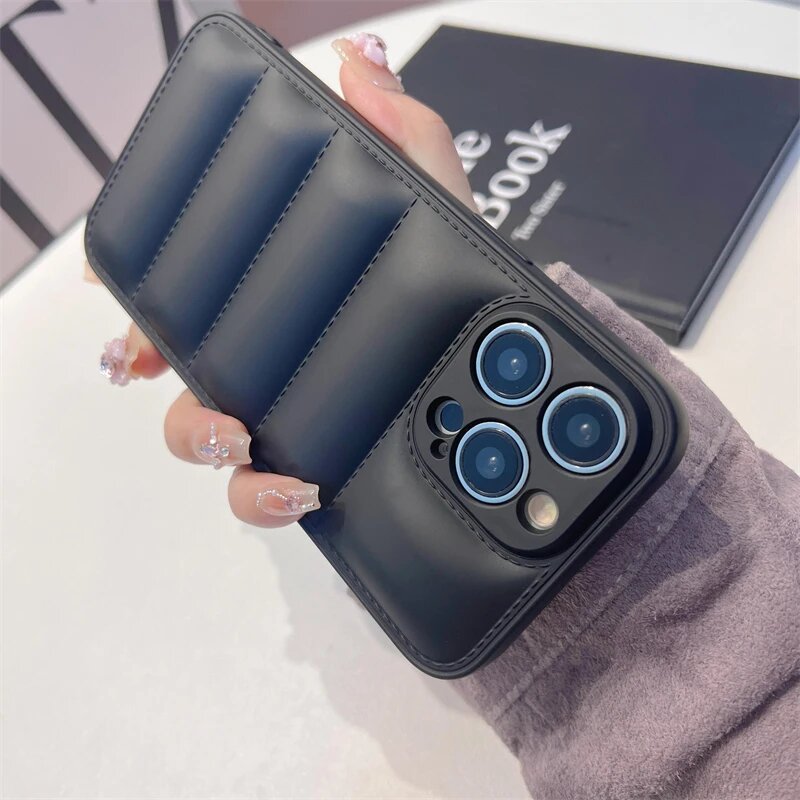 Модный пуховик, мягкий силиконовый чехол для iPhone 14 13 12 11 Pro Max Черный, Black, For iPhone 11
