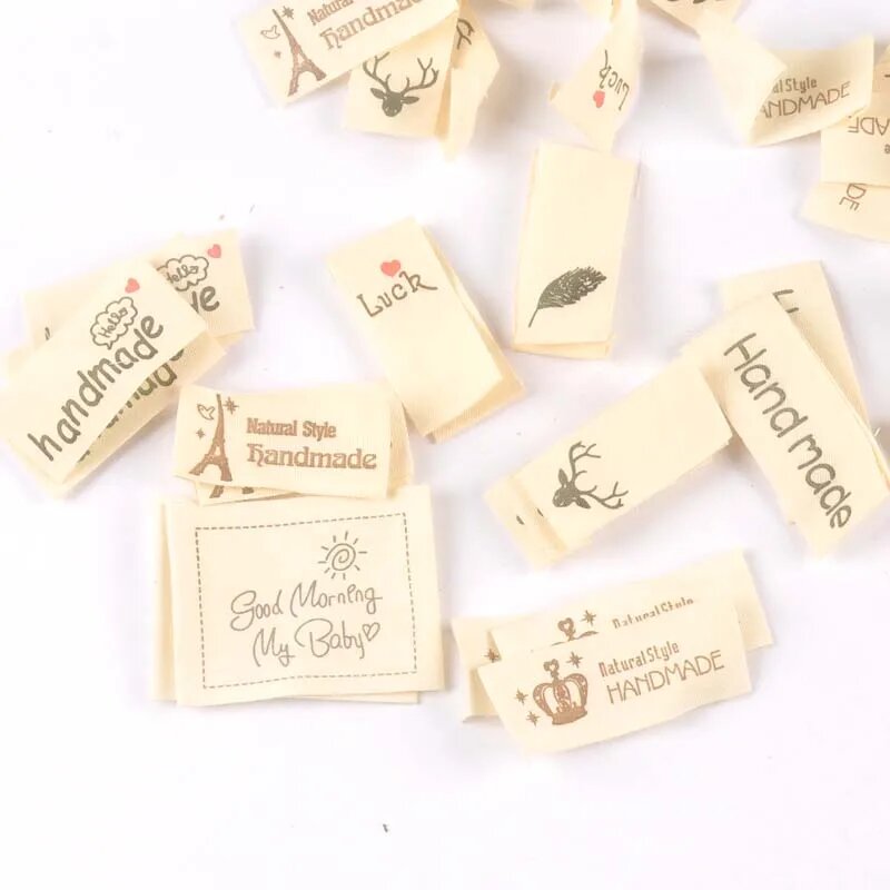 Хлопковые тканые этикетки для одежды 50 шт. mix