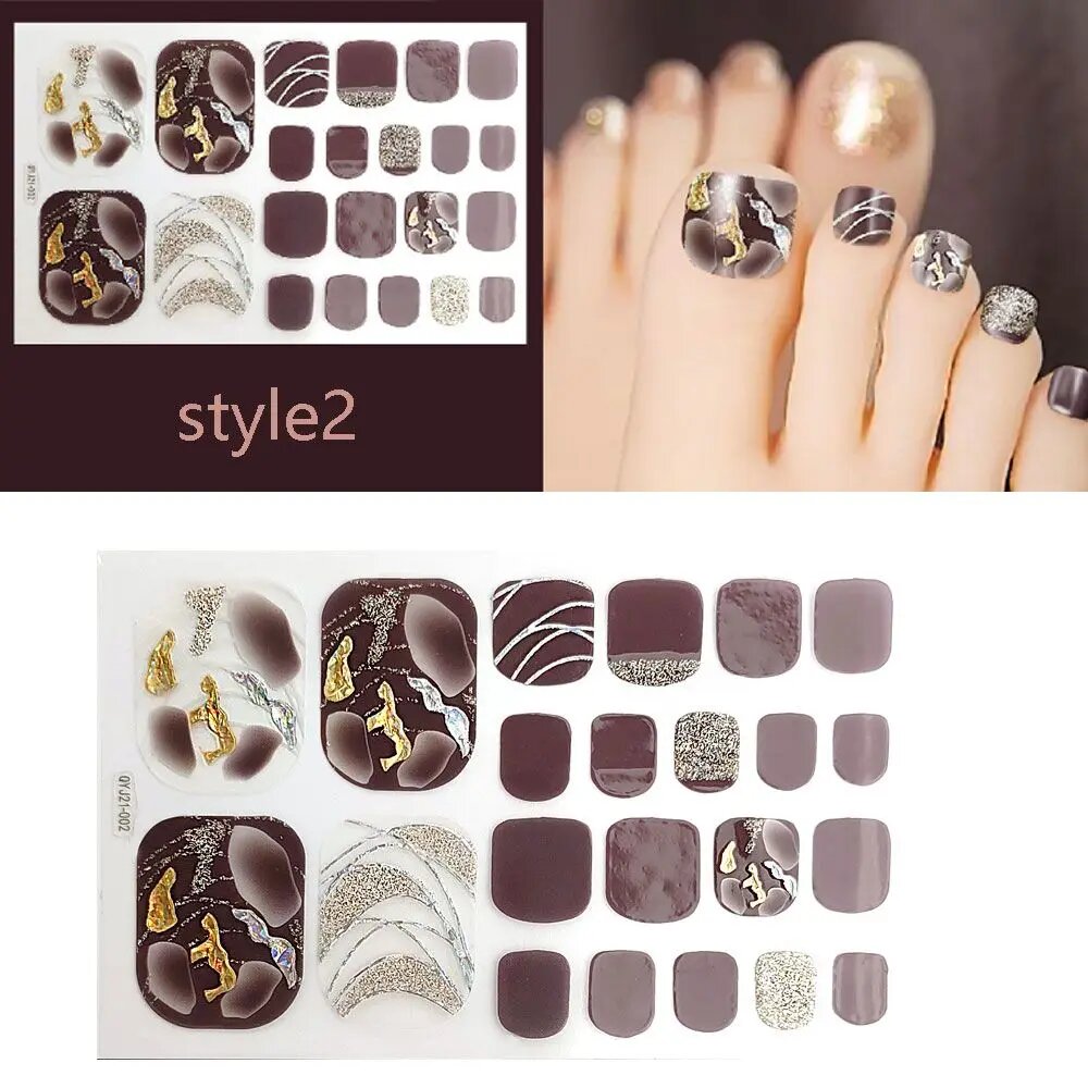 Наклейки на ногти для ног, style2, 22 шт/лист