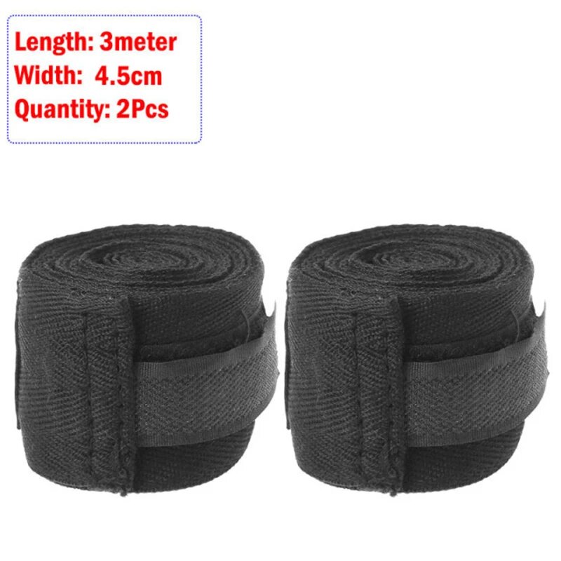 QZE хлопковые боксерские повязки на запястья 3 м Черный, Black 2Pc