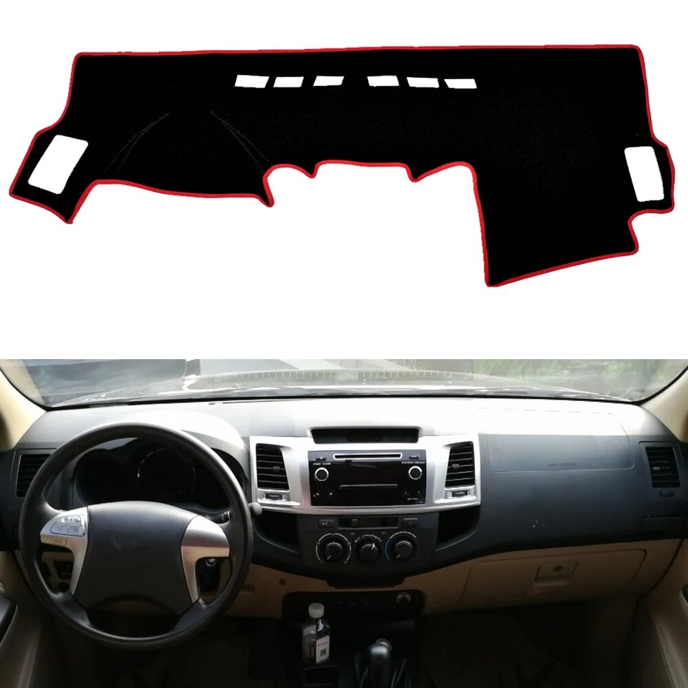 Для Toyota Hilux SW4 Fortuner 2005-2011 2012 2013 2014 2015, чехол для приборной панели автомобиля, защитный коврик для приборной панели, солнцезащитный козырек, аксессуары для ковров Left Hand Drive, Black(Black Edge)