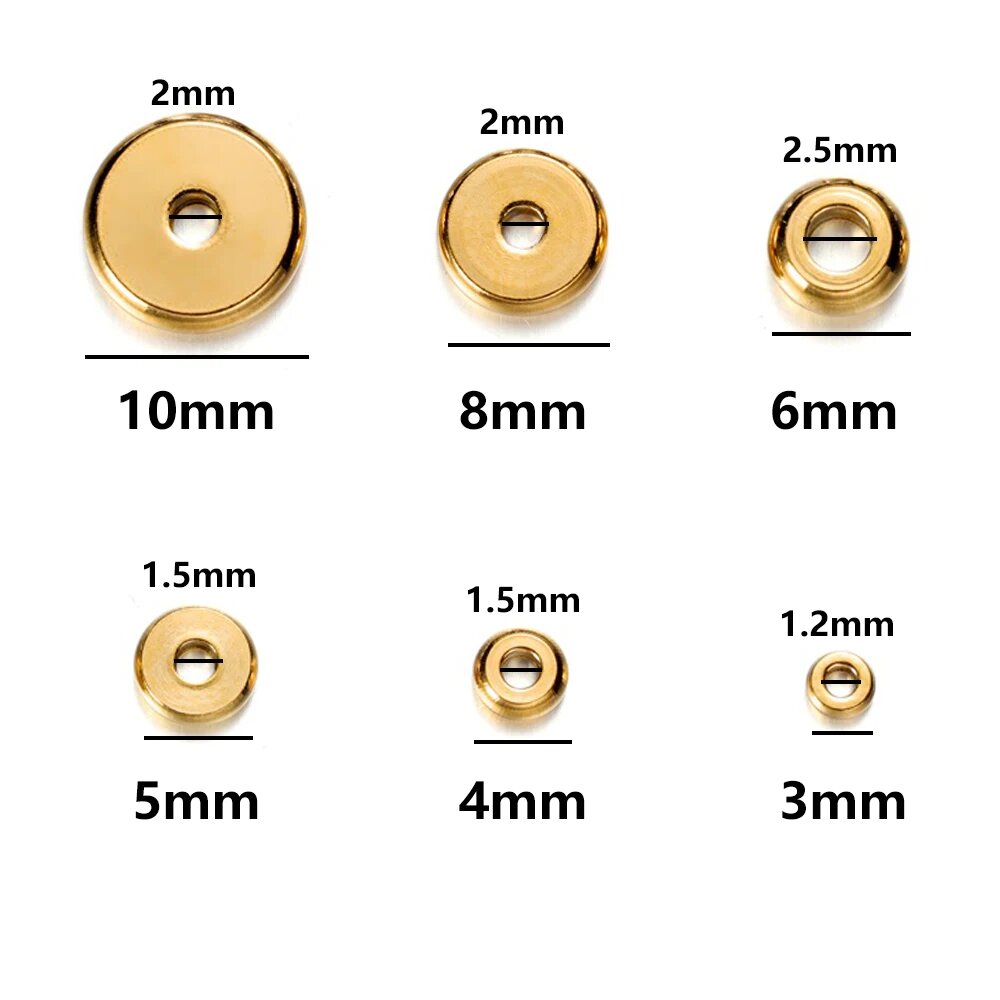 Бусины-разделители St.kunkka из нержавеющей стали 3-10 мм 10mm, Gold