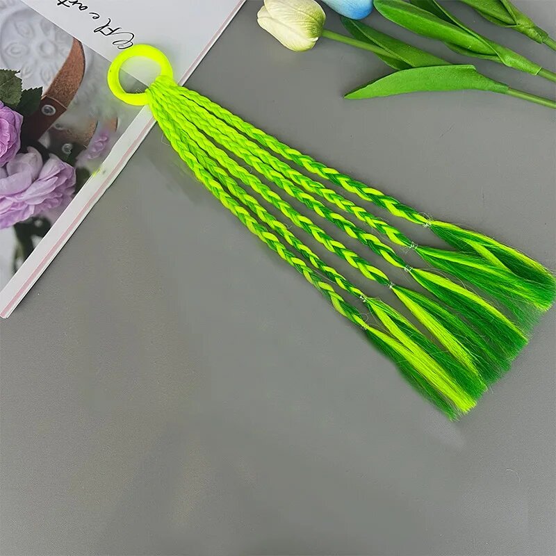 Детские цветные косы из полиэстера Зеленый, FS459-2