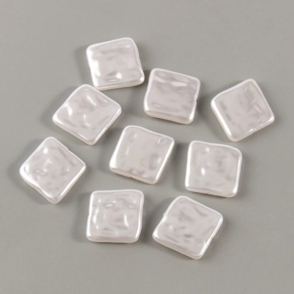 Бусины квадратные белые 16x16x4mm 10шт