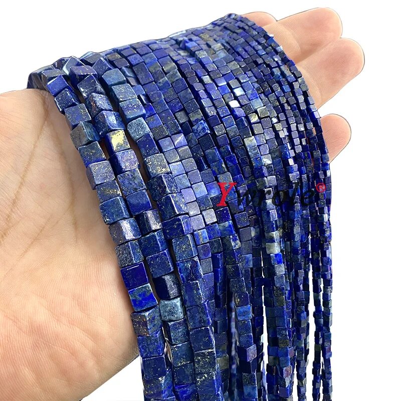 Натуральные каменные кубические бусины YWROLE 2 3 4 мм Темно-синий, 8x8mm 44-46pcs, lapis lazuli