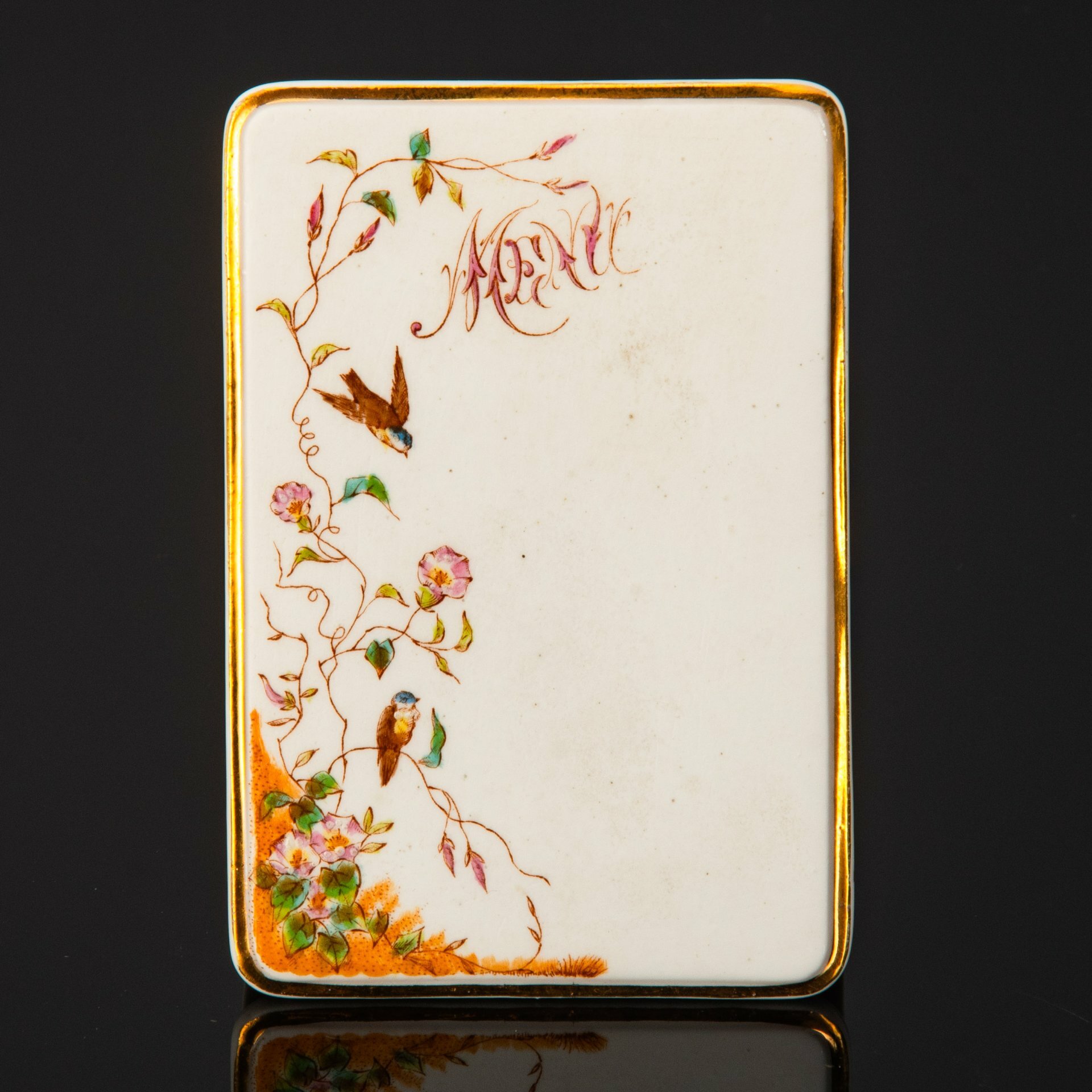 Сервировочная доска "Меню", фарфор, роспись, золочение, Западная Европа, 1960-1980 гг.