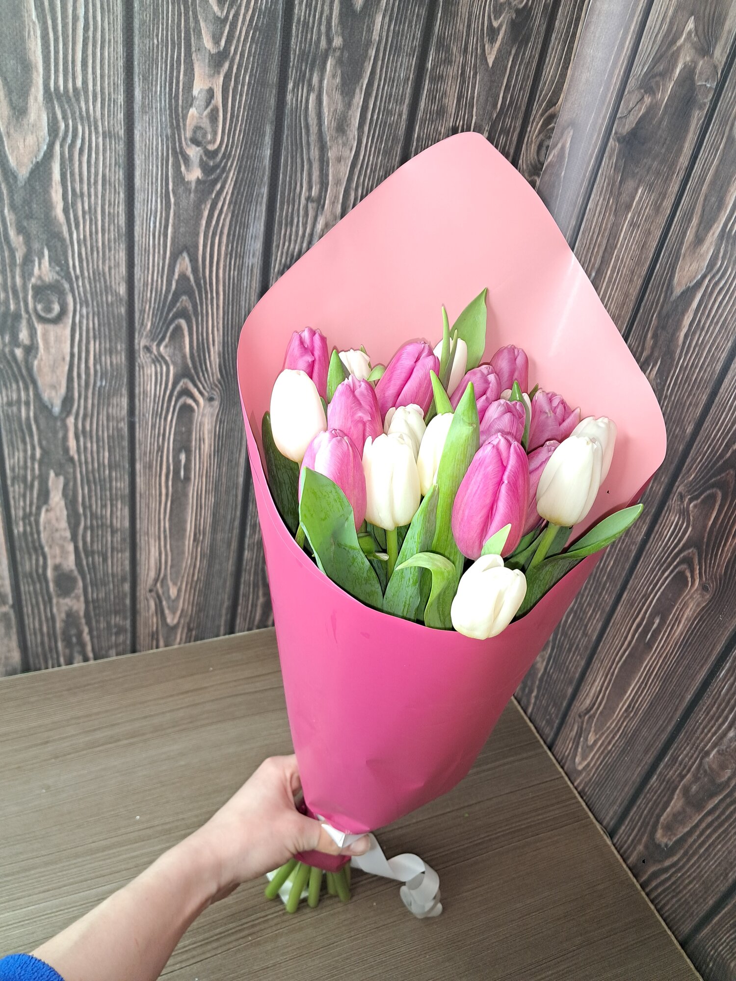 Букет "Весеннее настроение", голландские тюльпаны, 21 цветок