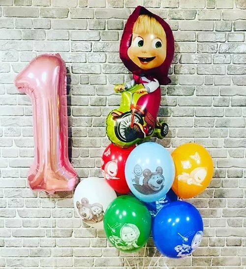 Композиция из шаров на День Рождения "Маша и Медведь" №2