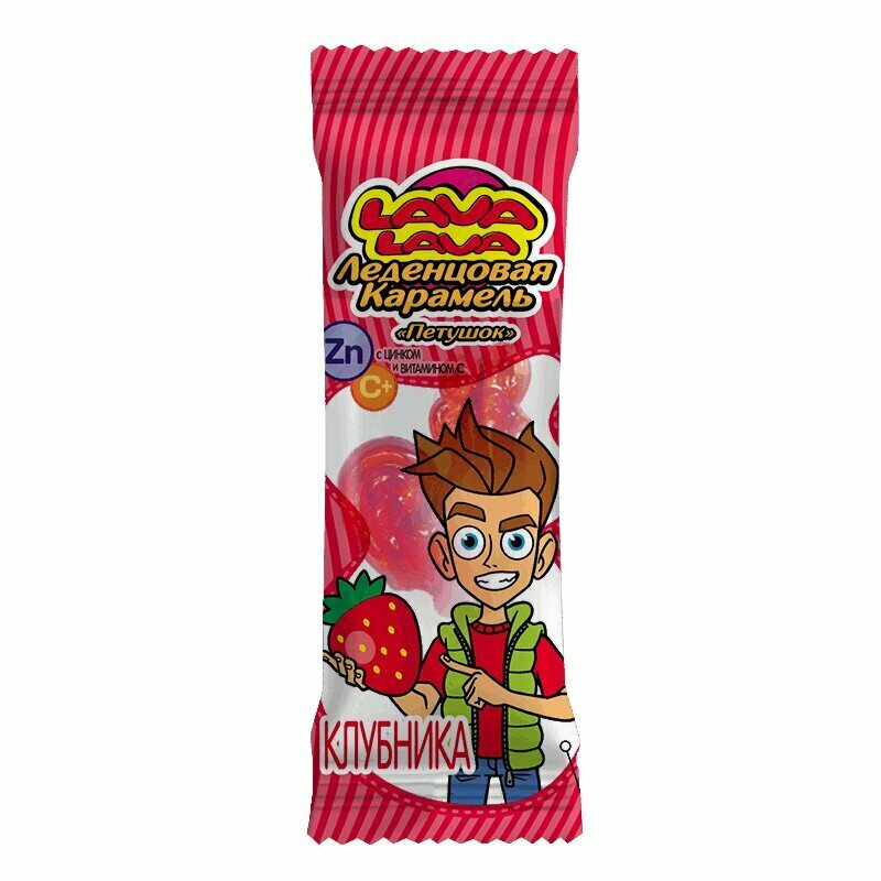 Лава Лава Карамель Леденцовая Петушок С Цинком И Витамином С 17Г Клубника
