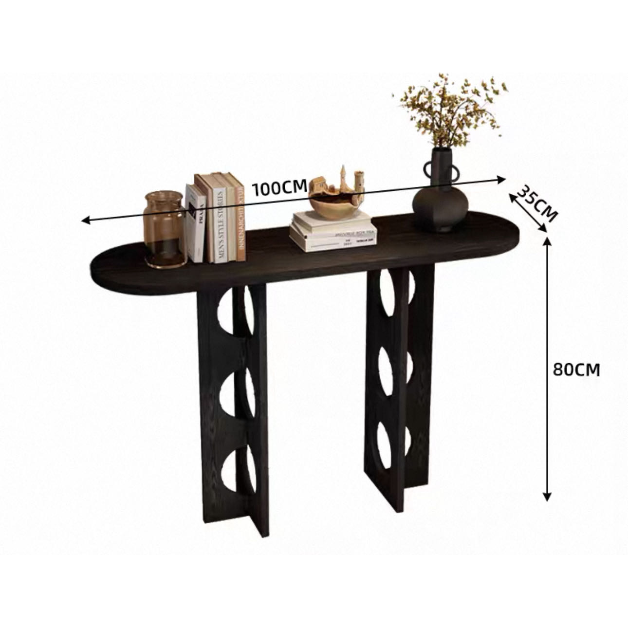 Интерьерная деревянная консоль Majournet (черная столешница /черное основание / 100см)