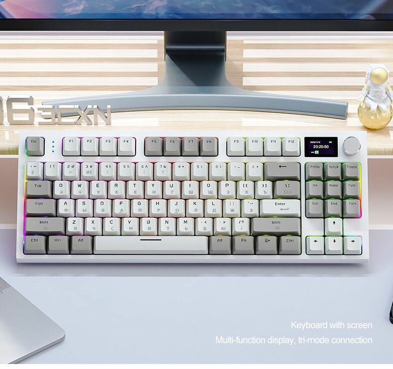 Механическая игровая клавиатура Attack Shark K86 Lavander Blue RGB (RUS), беспроводная, 87 кнопок,