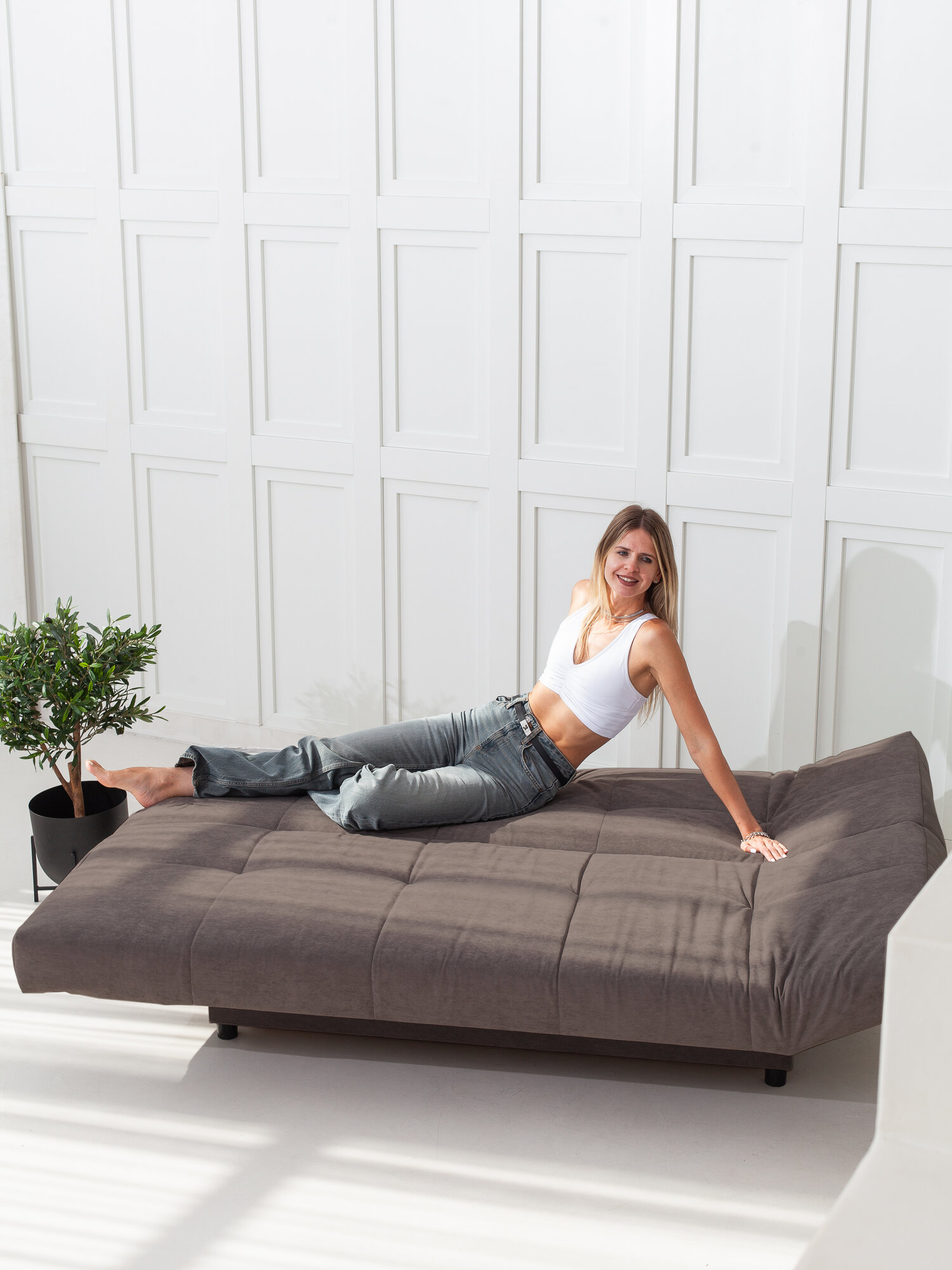 Диван раскладной с механизмом клик-кляк Джакарта 2 Коричневый CITYHD