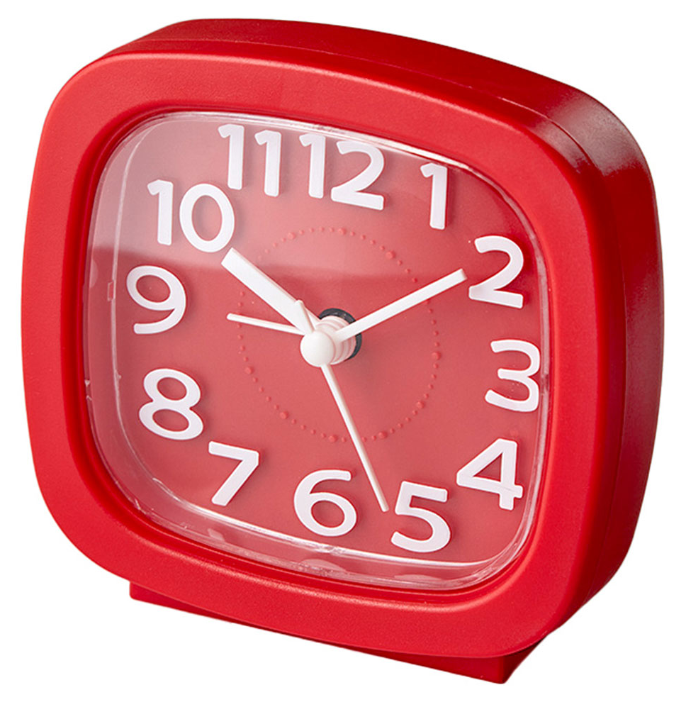 Часы-будильник настольные, пластиковые, красного цвета, 8.5×4.6×8.6см / декор для дома