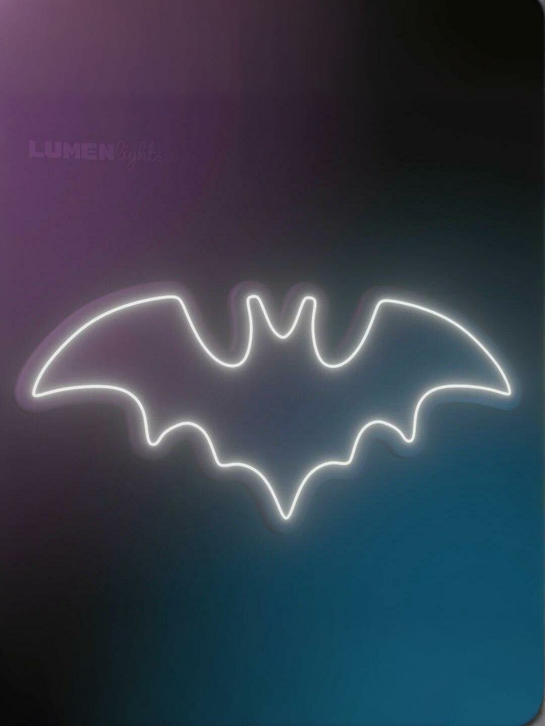 Неоновая вывеска, светильник декоративный Летучая мышь, 35х16 см.