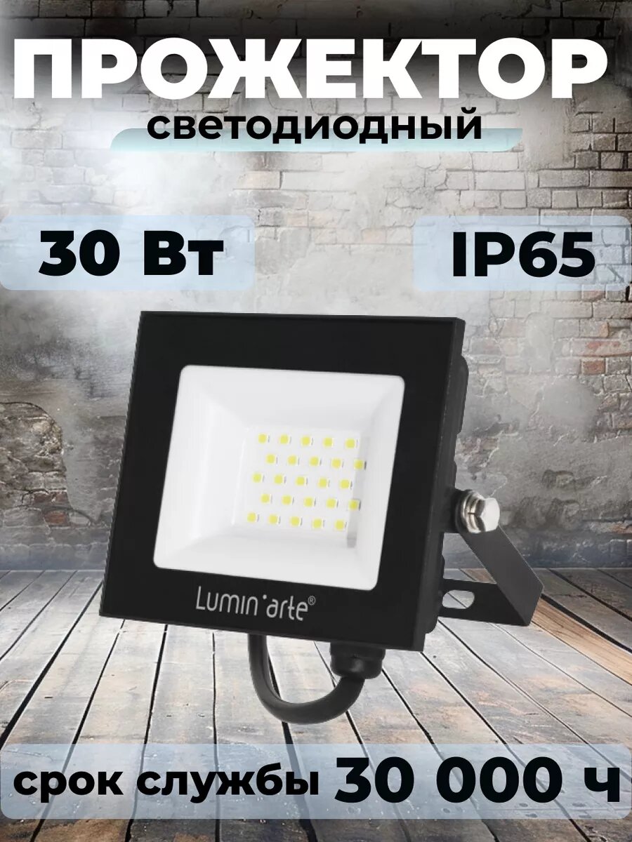 Уличный светодиодный прожектор Lumin'arte, 30Вт, IP65, дневной белый свет