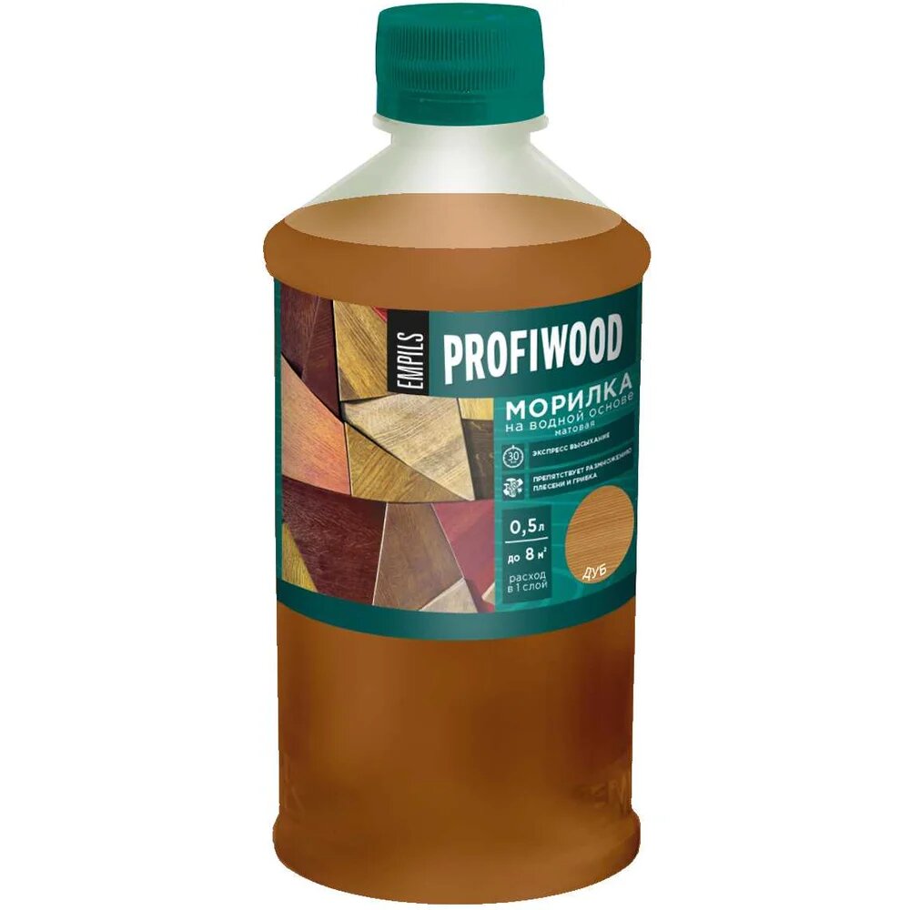 Морилка Profiwood 67941, на водной основе, для внутренних работ, дуб, без запаха, 0,5 кг