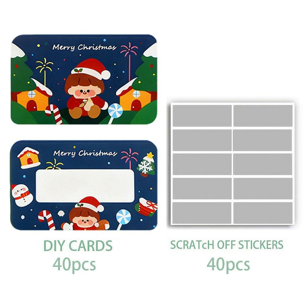 Скретч-карты с рождественскими героями мультфильмов, интерактивные рукописные скретч-карты(40 карточек + 40 листов пленки)
