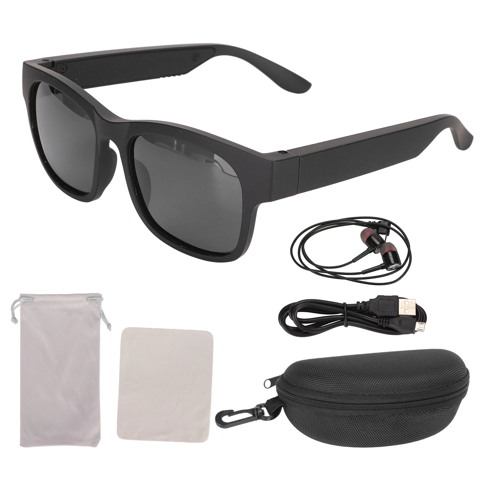 Driving Smart Glasses Stereo Noise Cancelling Wireless Bluetooth Sunglasses with Headphone for Cycling Running Driving Fishing