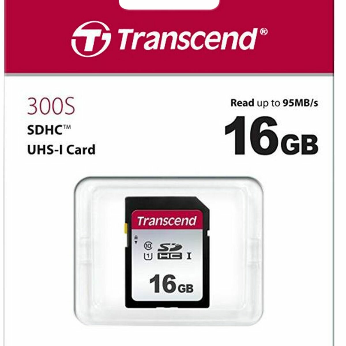 Карта памяти SDHC 16 ГБ, TRANSCEND UHS-I U1, 95 Мб/с (class 10), TS16GSDC300S (TS16GSDC300S)