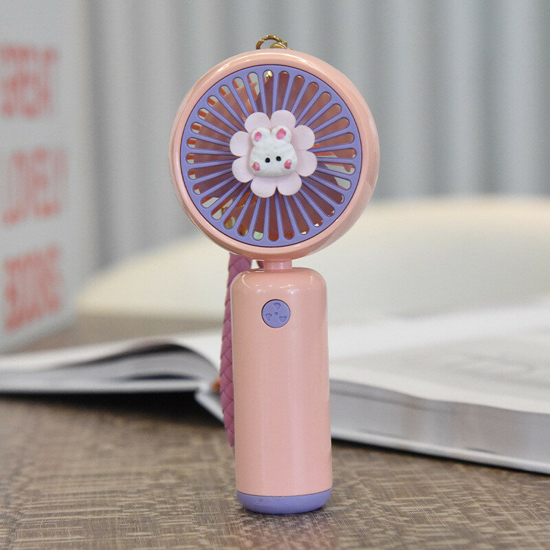 Мини вентилятор compact handheld mini fan с мультяшным дизайном, usb перезаряжаемый, подарок для студента, розовый