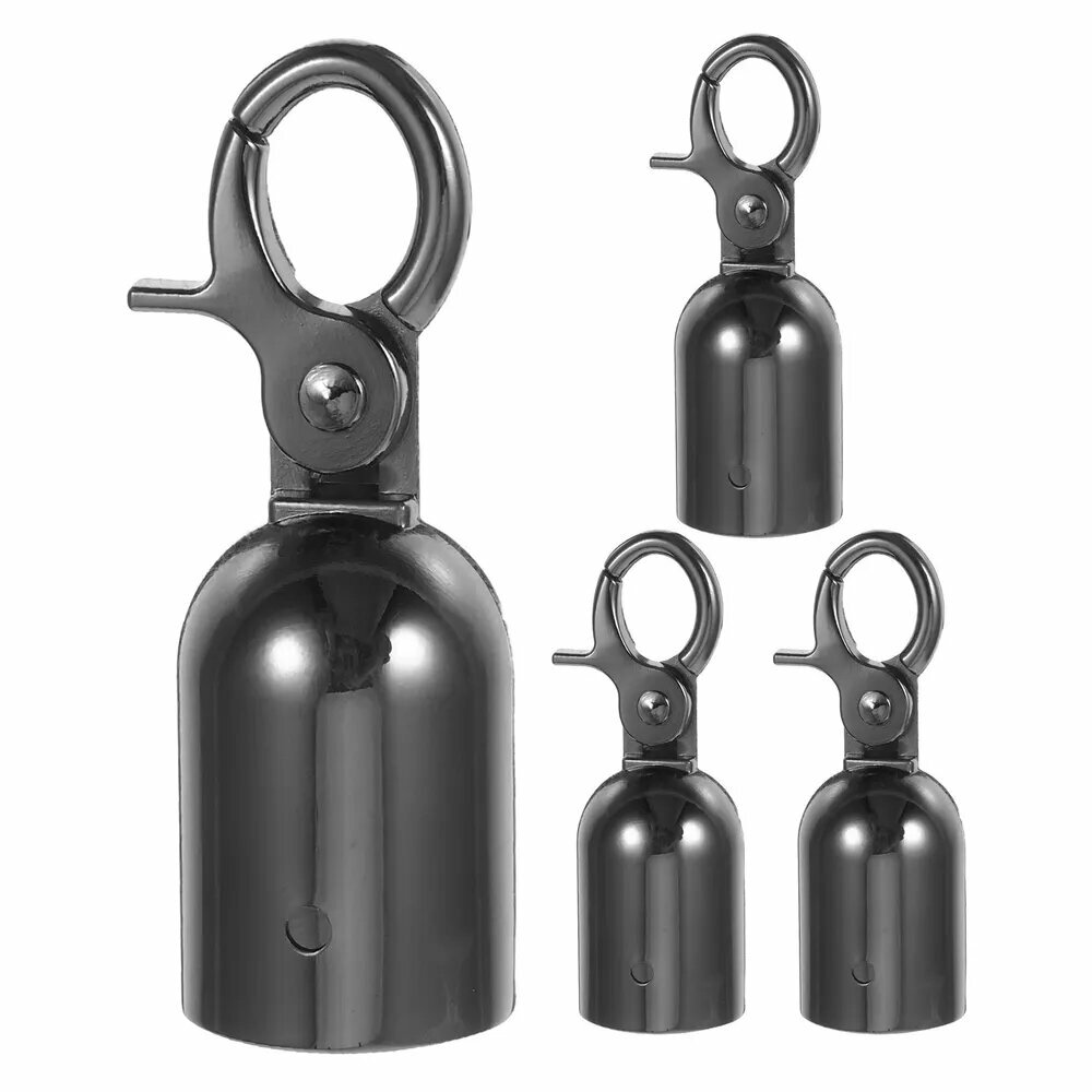Комплект из 4 черных цинковых капсул для концов тросов с крючком для подвешивания ограждений