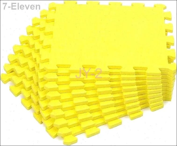 Детский коврик-пазл WellMat (Meitoku) "Жёлтый" 30x30x1 см (8 шт.) с окантовкой игровой развивающий для ползания