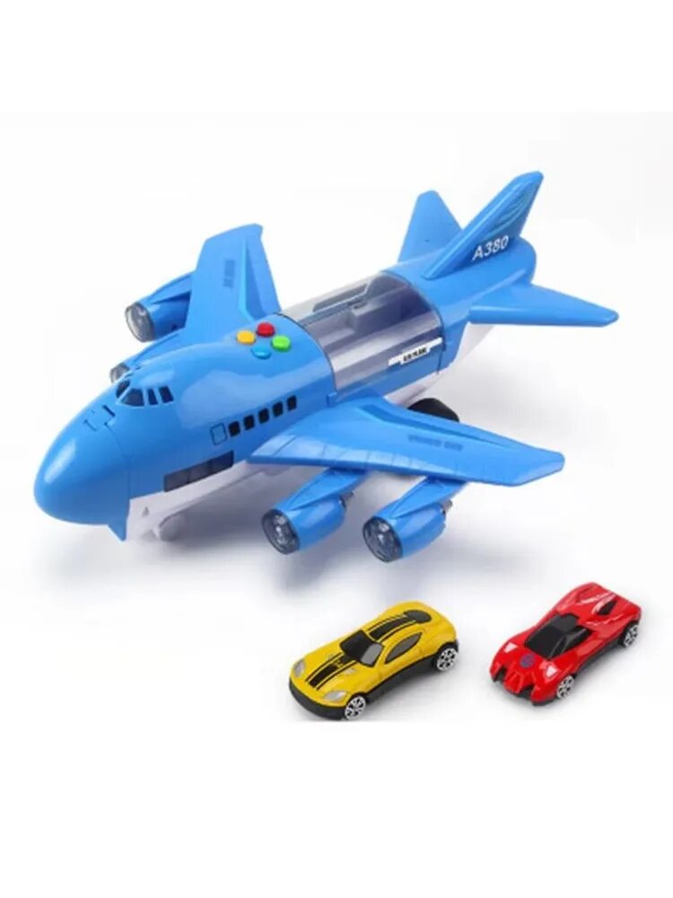 Игрушечный самолет с паровым эффектом, синий цвет, для детей 3-5 лет, пластик, со звуком и светом