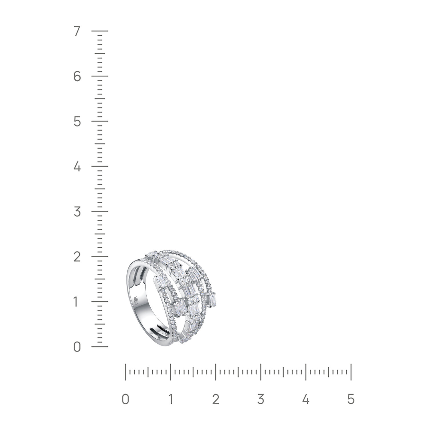 Кольцо тонкое, серебро, 925 проба, фианит