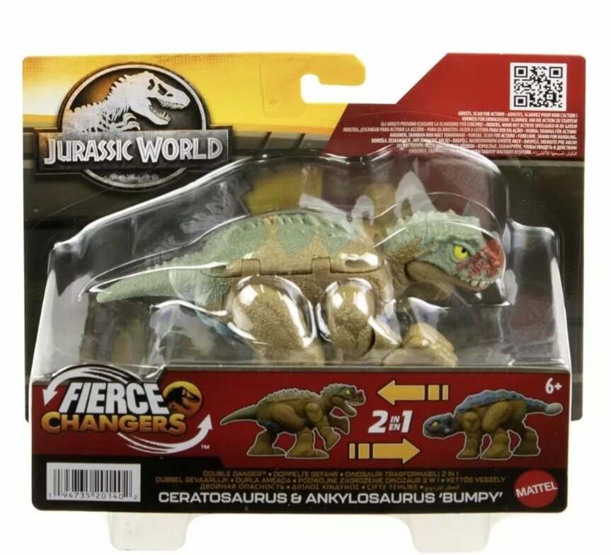 Фигурка Jurassic World "Fierce Changers" Ceratosaurus & Ankylosaurus Bumpy HVB18