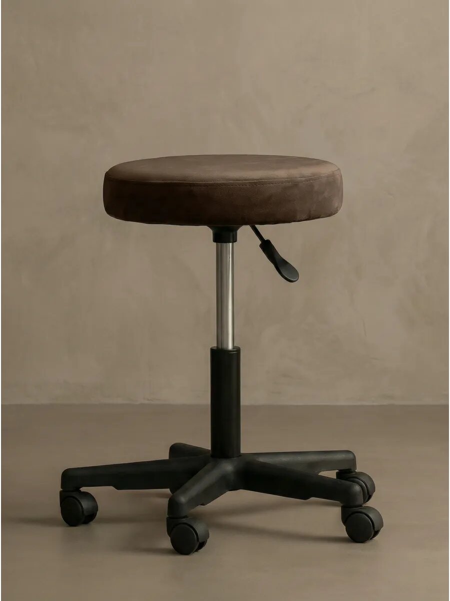 Стул мастера "Комфорт", на колесиках, регулировка высоты, текстиль, коричневый