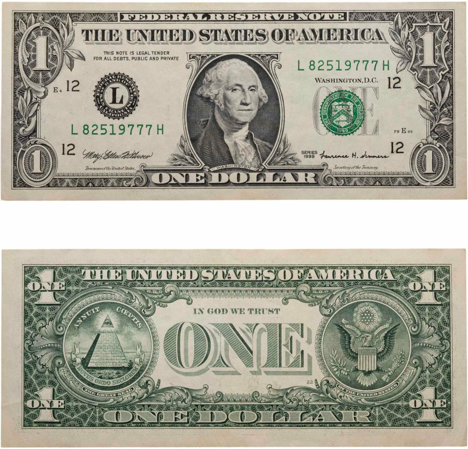 США 1 доллар 1999 Pick 504 L-Сан Франциско "FW" Fort Worth