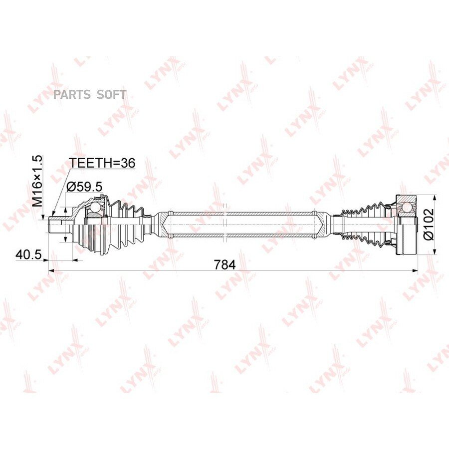 Привод в сборе R AUDI A3 1.6 MT 03-07. SKODA Octavia(1Z) 1.6 MT 04-08. VW Golf V 1.6 MT 04-08 / Jetta III 1.6 MT 05> от официального дистрибьютора, LYNXAUTO, артикул CD1133