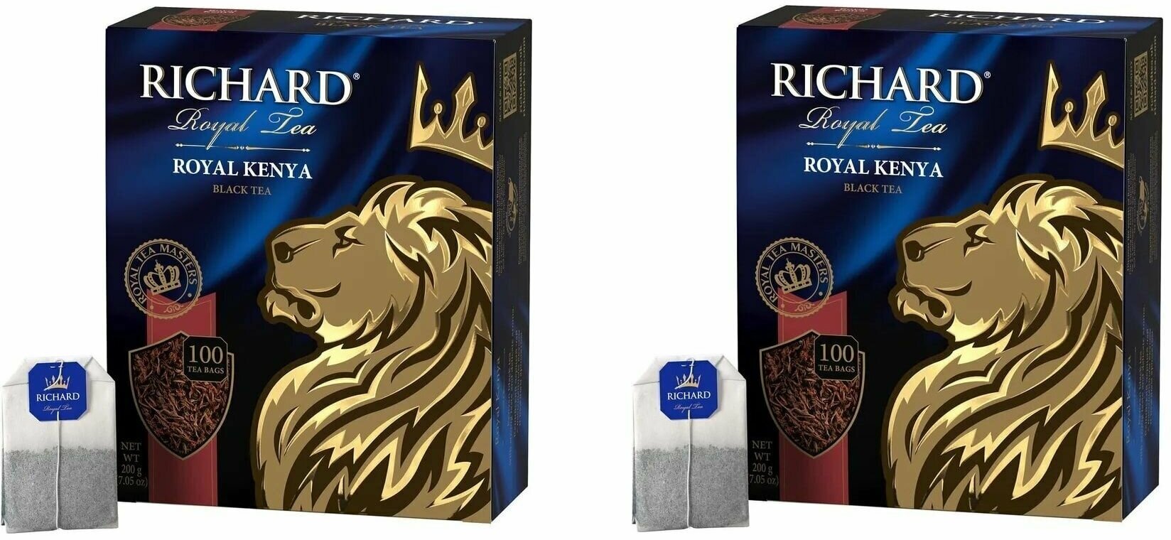 Чай черный в пакетиках Richard "Royal Kenya" 100 пакетиков 2 пачки