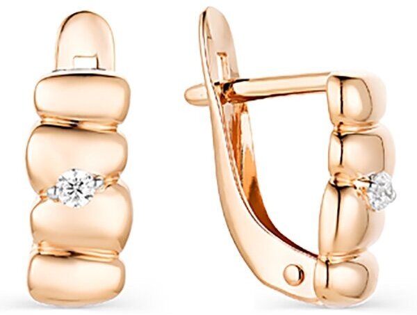 Серьги, красное золото, 585 проба, фианит