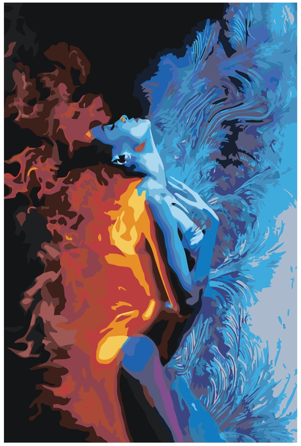 Девушка лед и пламя Раскраска картина по номерам на холсте